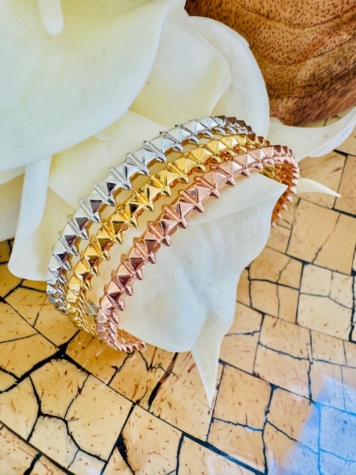 Italian Couture Inspired Pyramid Bangle Bracelet