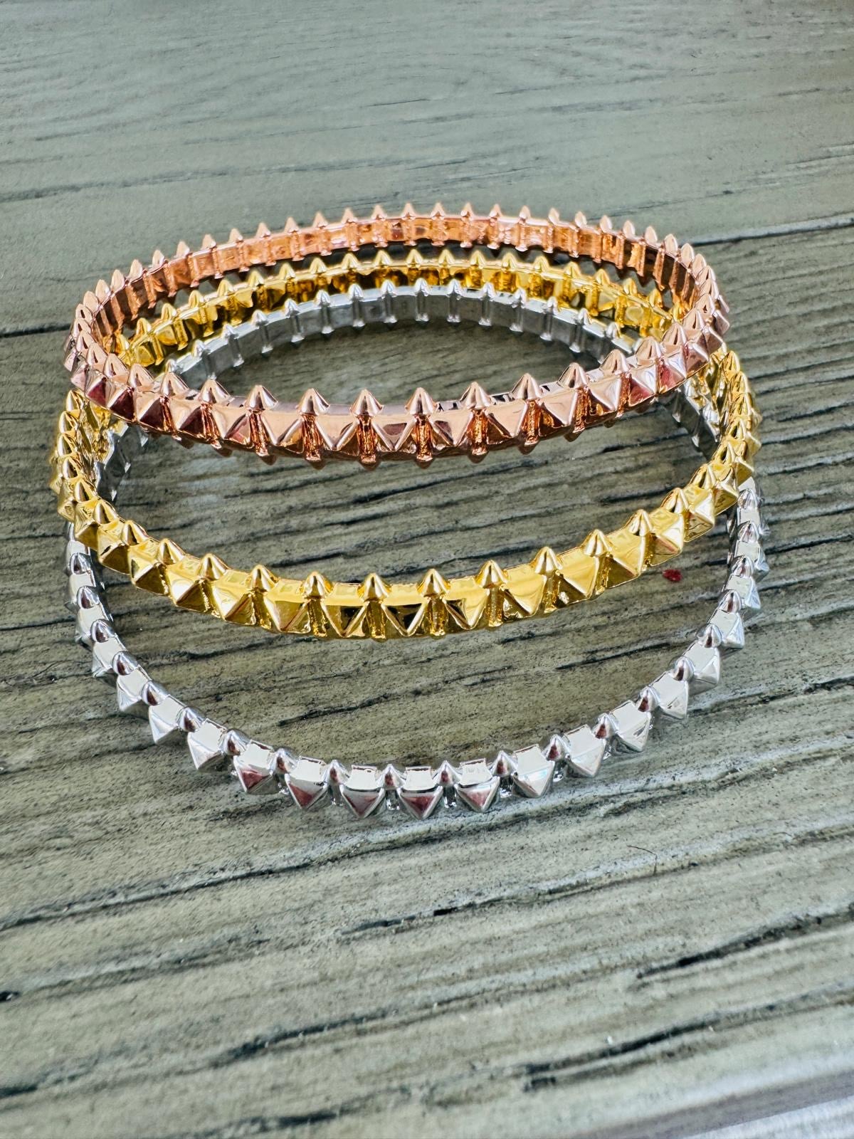 Italian Couture Inspired Pyramid Bangle Bracelet