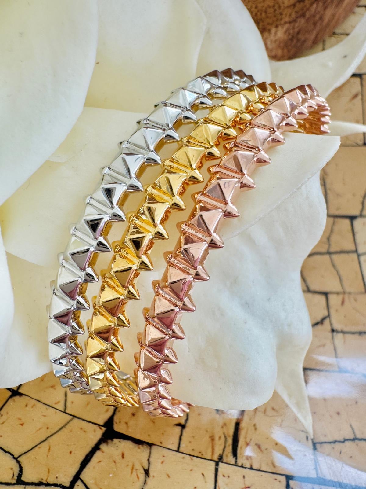 Italian Couture Inspired Pyramid Bangle Bracelet