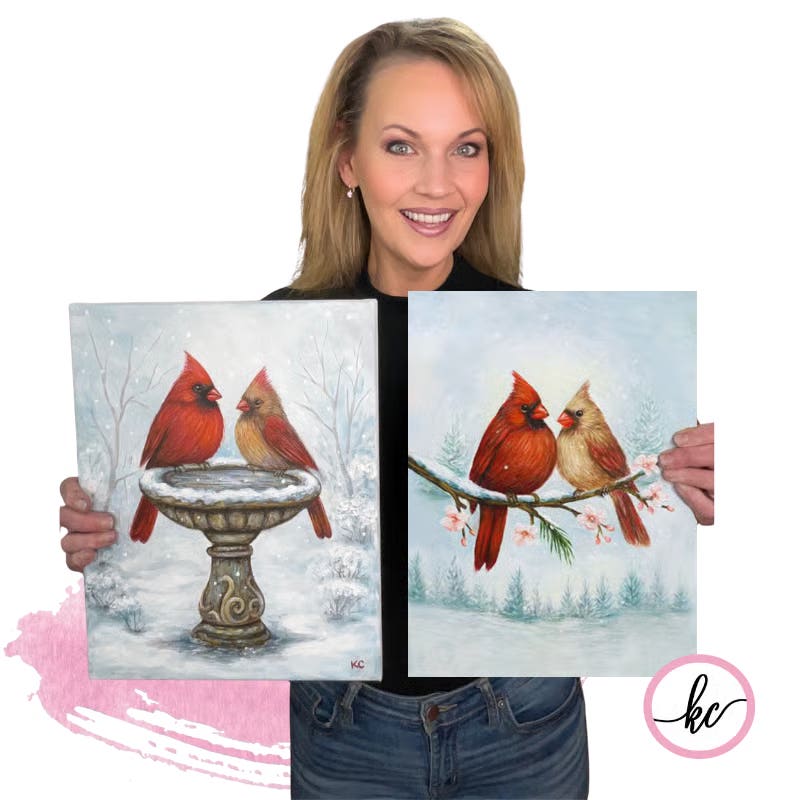 Cardinals Bring Comfort PLUS Snowy Cardinal Sweethearts ON CANVAS - All ...